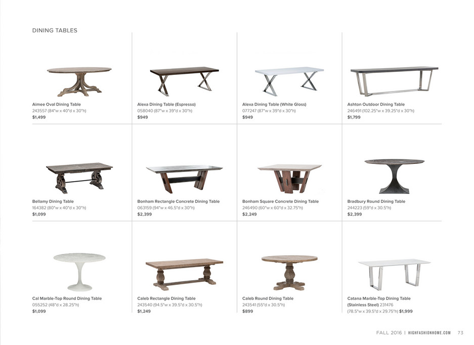 High Fashion Home Catalog Fall 2016 Aimee Oval Dining Table